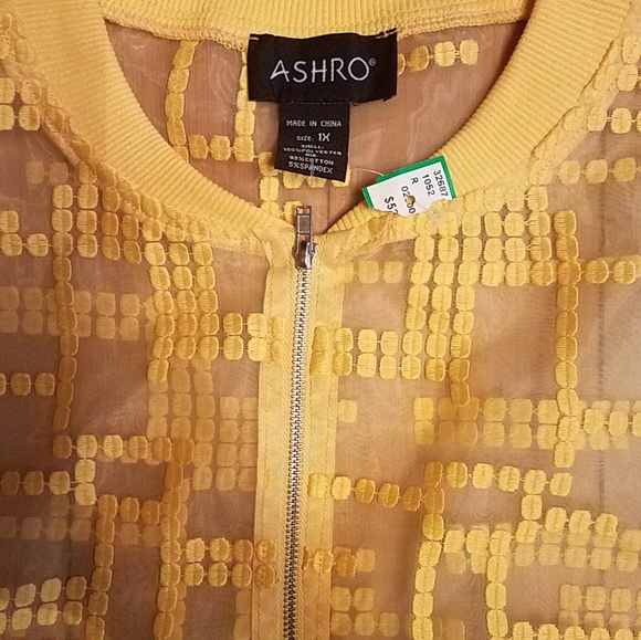 Ashro | Jackets & Coats | Ashro Shyann Htf Yellow Sheer Zip Up Jacket X ...